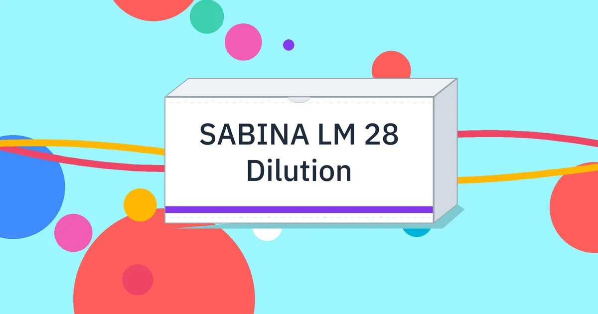 Symbolbild: Packung mit der Aufschrift SABINA LM 28 Dilution (PZN 13176019) – Verfügbarkeit und Bezug in Apotheken in Frankfurt am Main
