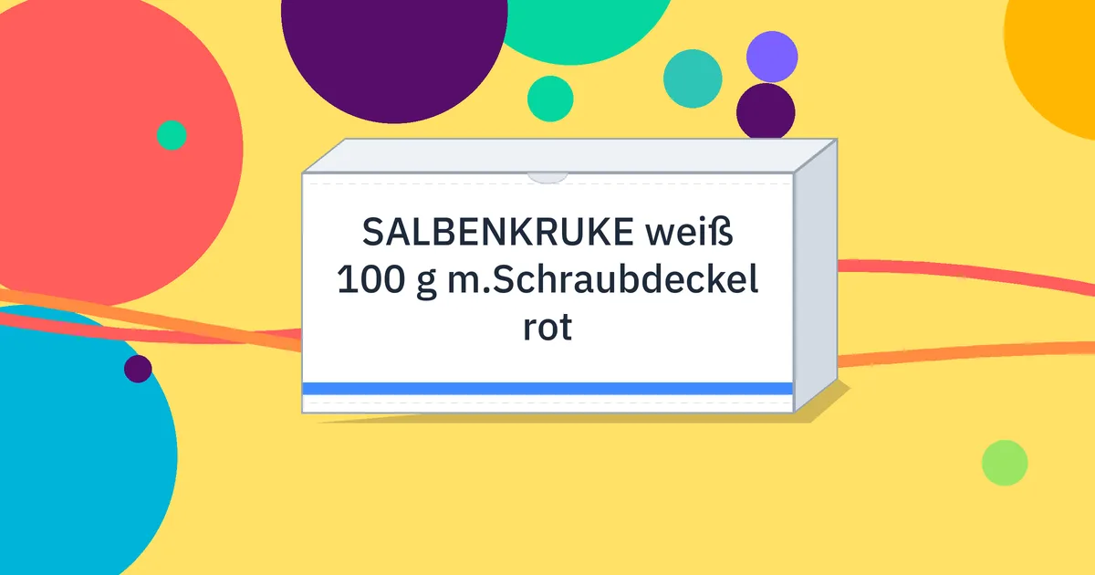 Symbolbild: Packung mit der Aufschrift SALBENKRUKE weiß 100 g m.Schraubdeckel rot (PZN 10121897) – Verfügbarkeit und Bezug in Apotheken in Frankfurt am Main