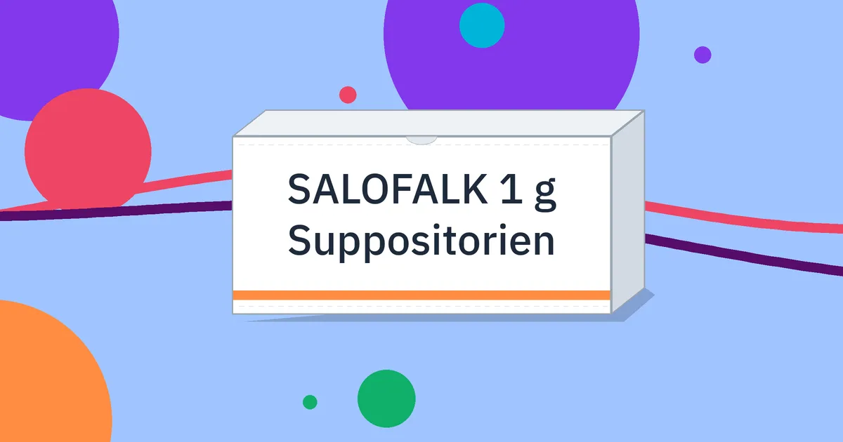 Symbolbild: Packung mit der Aufschrift SALOFALK 1 g Suppositorien (PZN 14027008) – Verfügbarkeit und Bezug in Apotheken in Frankfurt am Main