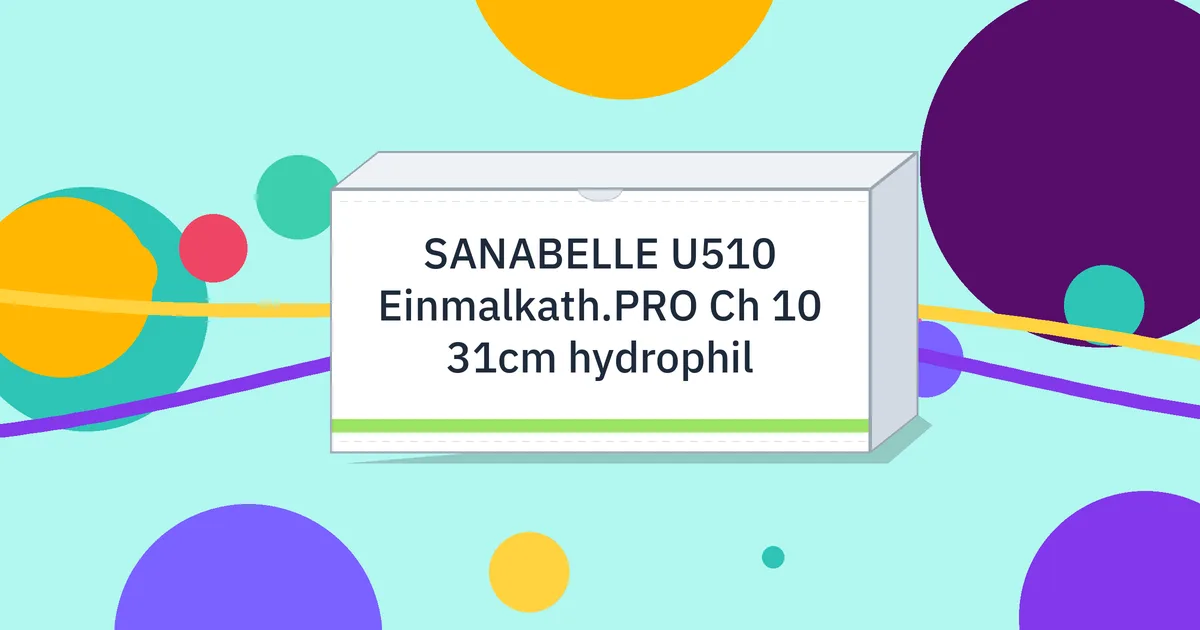 Symbolbild: Packung mit der Aufschrift SANABELLE U510 Einmalkath.PRO Ch 10 31cm hydrophil (PZN 15269498) – Verfügbarkeit und Bezug in Apotheken in Frankfurt am Main