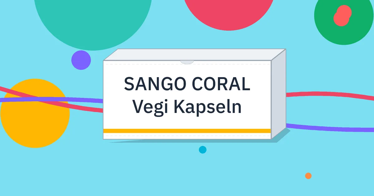 Symbolbild: Packung mit der Aufschrift SANGO CORAL Vegi Kapseln (PZN 00820223) – Verfügbarkeit und Bezug in Apotheken in Frankfurt am Main