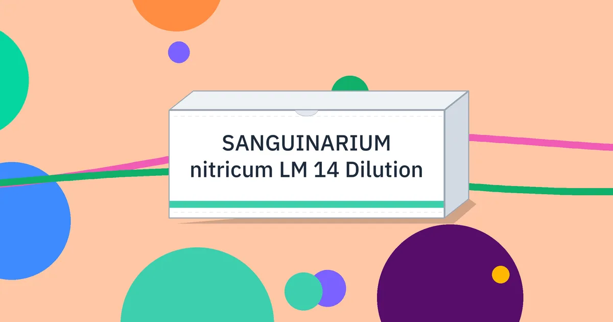 Symbolbild: Packung mit der Aufschrift SANGUINARIUM nitricum LM 14 Dilution (PZN 13181724) – Verfügbarkeit und Bezug in Apotheken in Frankfurt am Main