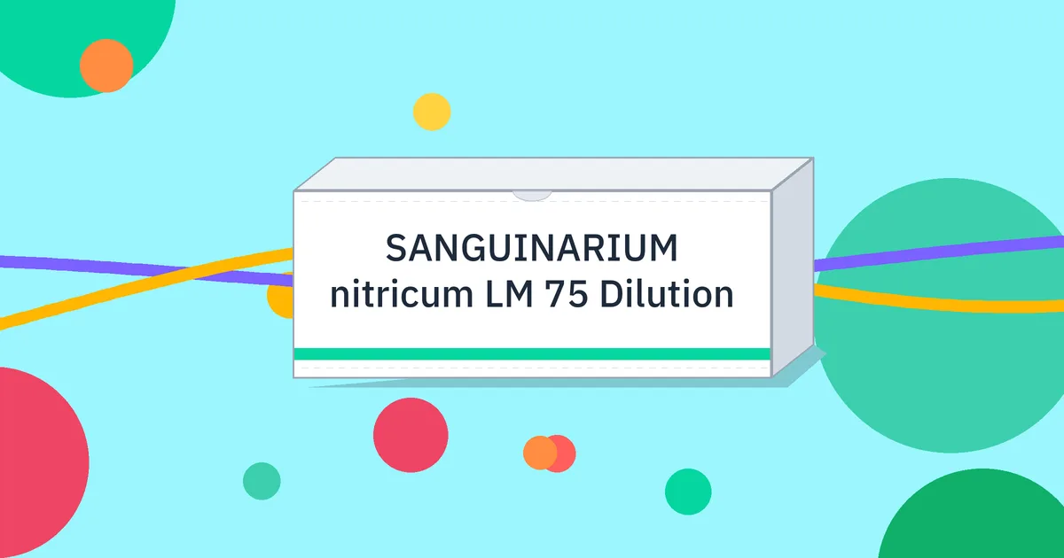 Symbolbild: Packung mit der Aufschrift SANGUINARIUM nitricum LM 75 Dilution (PZN 13181977) – Verfügbarkeit und Bezug in Apotheken in Frankfurt am Main