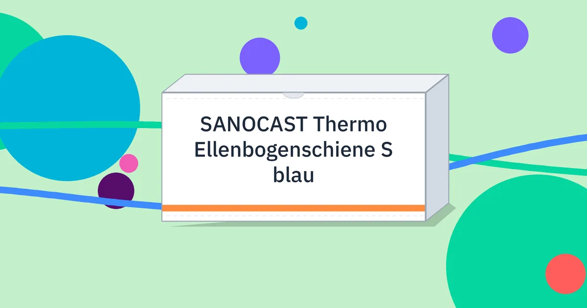 Symbolbild: Packung mit der Aufschrift SANOCAST Thermo Ellenbogenschiene S blau (PZN 15260830) – Verfügbarkeit und Bezug in Apotheken in Frankfurt am Main