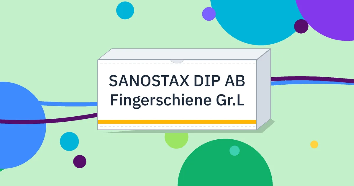 Symbolbild: Packung mit der Aufschrift SANOSTAX DIP AB Fingerschiene Gr.L (PZN 10196926) – Verfügbarkeit und Bezug in Apotheken in Frankfurt am Main