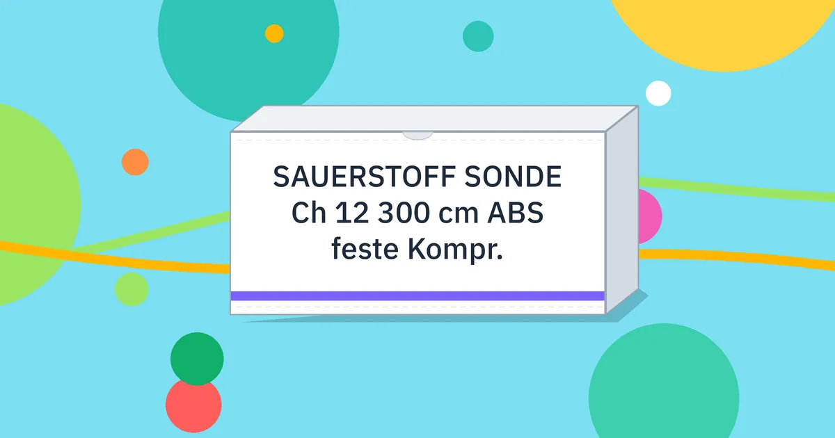 Symbolbild: Packung mit der Aufschrift SAUERSTOFF SONDE Ch 12 300 cm ABS feste Kompr. (PZN 17488690) – Verfügbarkeit und Bezug in Apotheken in Frankfurt am Main