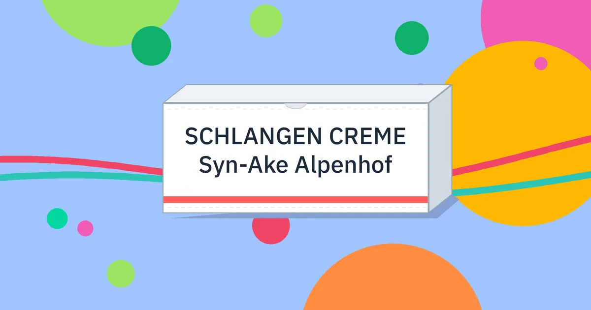 Symbolbild: Packung mit der Aufschrift SCHLANGEN CREME Syn-Ake Alpenhof (PZN 19960984) – Verfügbarkeit und Bezug in Apotheken in Frankfurt am Main