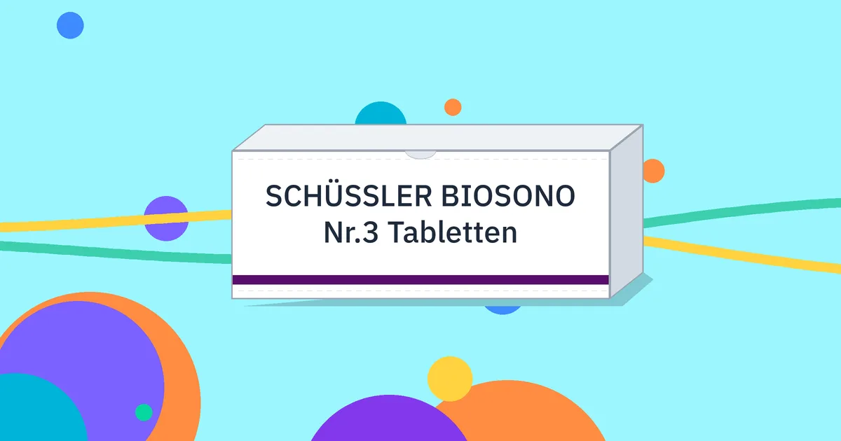 Symbolbild: Packung mit der Aufschrift SCHÜSSLER BIOSONO Nr.3 Tabletten (PZN 04659641) – Verfügbarkeit und Bezug in Apotheken in Frankfurt am Main