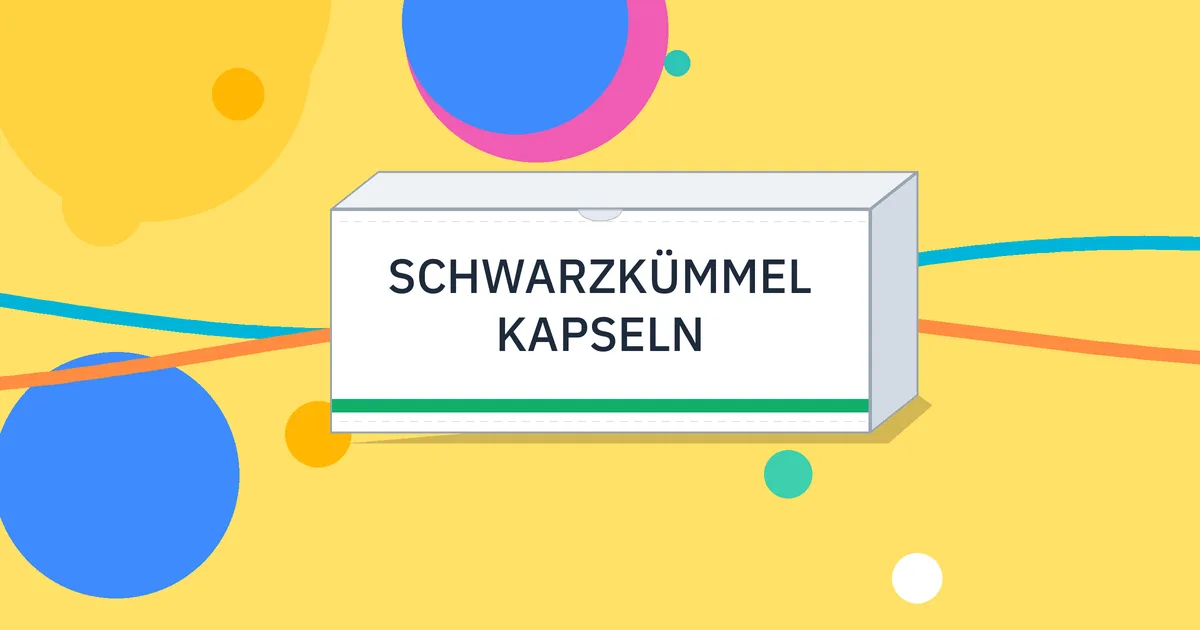 Symbolbild: Packung mit der Aufschrift SCHWARZKÜMMEL KAPSELN (PZN 18833953) – Verfügbarkeit und Bezug in Apotheken in Frankfurt am Main