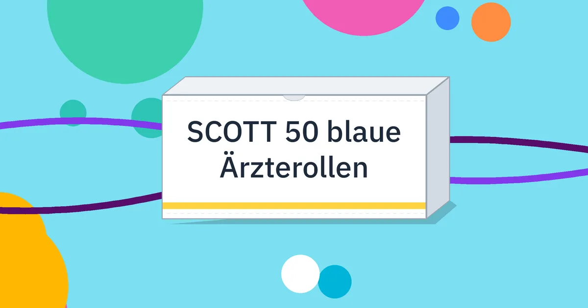 Symbolbild: Packung mit der Aufschrift SCOTT 50 blaue Ärzterollen (PZN 00602851) – Verfügbarkeit und Bezug in Apotheken in Frankfurt am Main