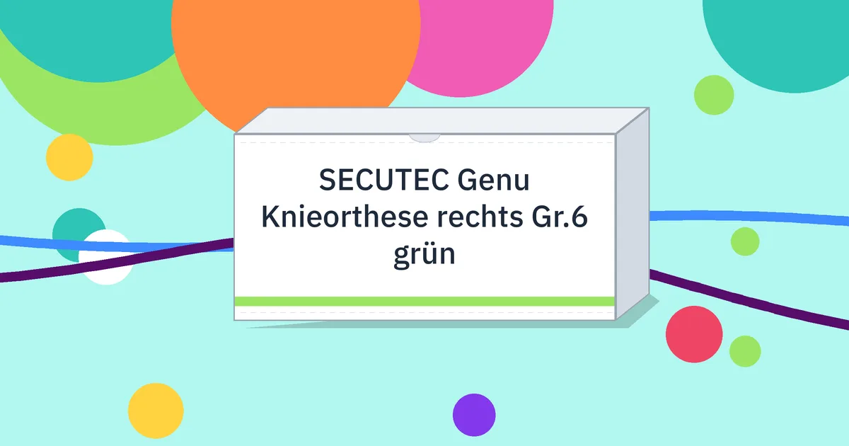 Symbolbild: Packung mit der Aufschrift SECUTEC Genu Knieorthese rechts Gr.6 grün (PZN 12510901) – Verfügbarkeit und Bezug in Apotheken in Frankfurt am Main