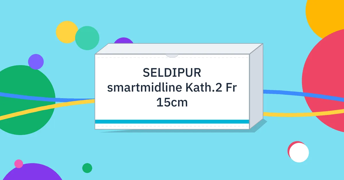 Symbolbild: Packung mit der Aufschrift SELDIPUR smartmidline Kath.2 Fr 15cm (PZN 15263455) – Verfügbarkeit und Bezug in Apotheken in Frankfurt am Main