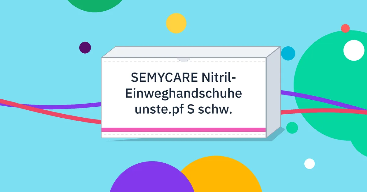 Symbolbild: Packung mit der Aufschrift SEMYCARE Nitril-Einweghandschuhe unste.pf S schw. (PZN 18173669) – Verfügbarkeit und Bezug in Apotheken in Frankfurt am Main
