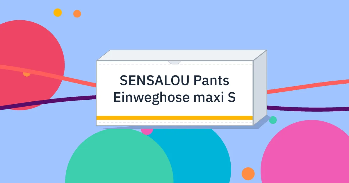 Symbolbild: Packung mit der Aufschrift SENSALOU Pants Einweghose maxi S (PZN 19187337) – Verfügbarkeit und Bezug in Apotheken in Frankfurt am Main