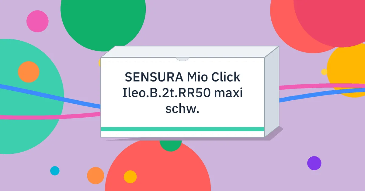 Symbolbild: Packung mit der Aufschrift SENSURA Mio Click Ileo.B.2t.RR50 maxi schw. (PZN 20323627) – Verfügbarkeit und Bezug in Apotheken in Frankfurt am Main