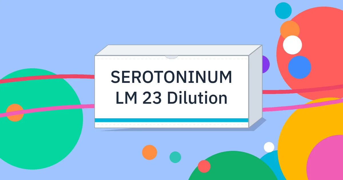 Symbolbild: Packung mit der Aufschrift SEROTONINUM LM 23 Dilution (PZN 13188933) – Verfügbarkeit und Bezug in Apotheken in Frankfurt am Main