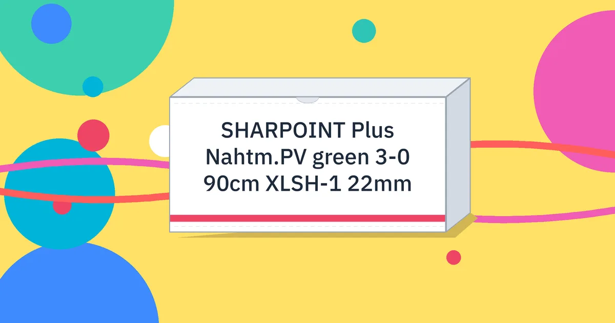 Symbolbild: Packung mit der Aufschrift SHARPOINT Plus Nahtm.PV green 3-0 90cm XLSH-1 22mm (PZN 17996469) – Verfügbarkeit und Bezug in Apotheken in Frankfurt am Main