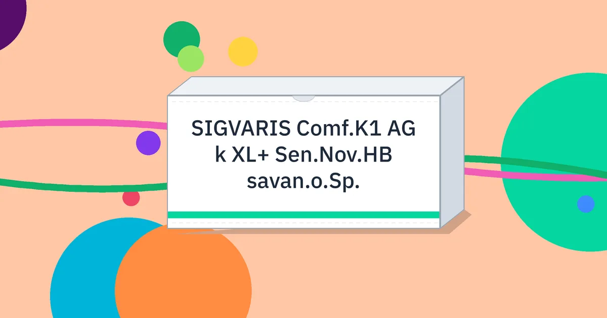 Symbolbild: Packung mit der Aufschrift SIGVARIS Comf.K1 AG k XL+ Sen.Nov.HB savan.o.Sp. (PZN 17103371) – Verfügbarkeit und Bezug in Apotheken in Frankfurt am Main