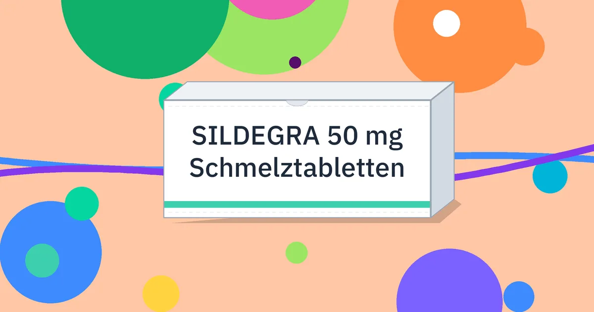 Symbolbild: Packung mit der Aufschrift SILDEGRA 50 mg Schmelztabletten (PZN 07024765) – Verfügbarkeit und Bezug in Apotheken in Frankfurt am Main