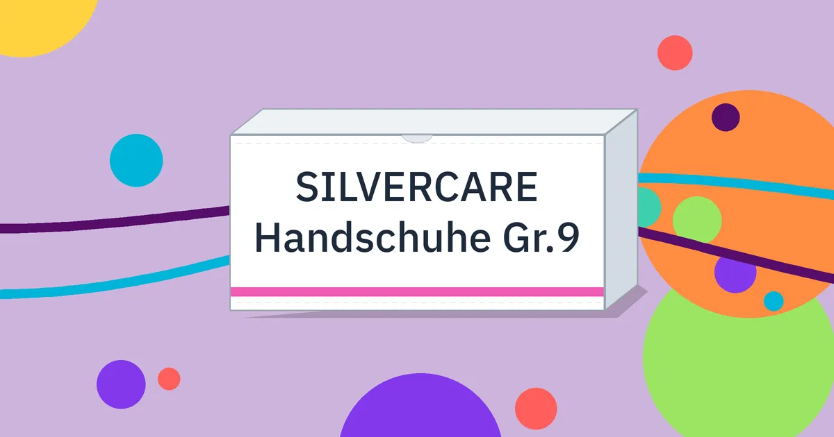 Symbolbild: Packung mit der Aufschrift SILVERCARE Handschuhe Gr.9 (PZN 01110877) – Verfügbarkeit und Bezug in Apotheken in Frankfurt am Main