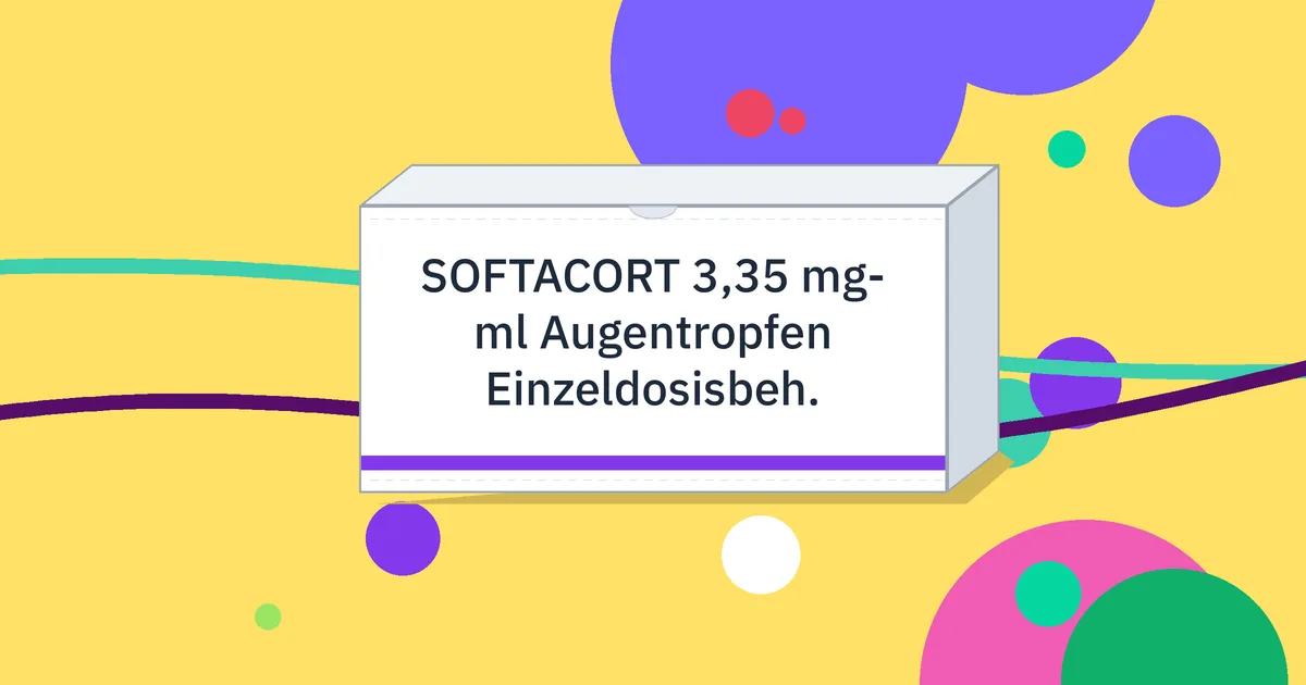 Symbolbild: Packung mit der Aufschrift SOFTACORT 3,35 mg-ml Augentropfen Einzeldosisbeh. (PZN 13897500) – Verfügbarkeit und Bezug in Apotheken in Frankfurt am Main