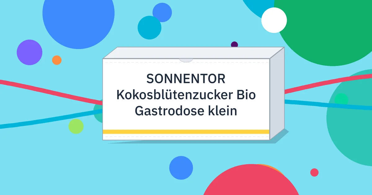 Symbolbild: Packung mit der Aufschrift SONNENTOR Kokosblütenzucker Bio Gastrodose klein (PZN 18904274) – Verfügbarkeit und Bezug in Apotheken in Frankfurt am Main