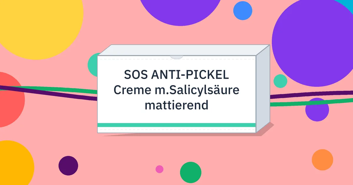 Symbolbild: Packung mit der Aufschrift SOS ANTI-PICKEL Creme m.Salicylsäure mattierend (PZN 18211803) – Verfügbarkeit und Bezug in Apotheken in Frankfurt am Main