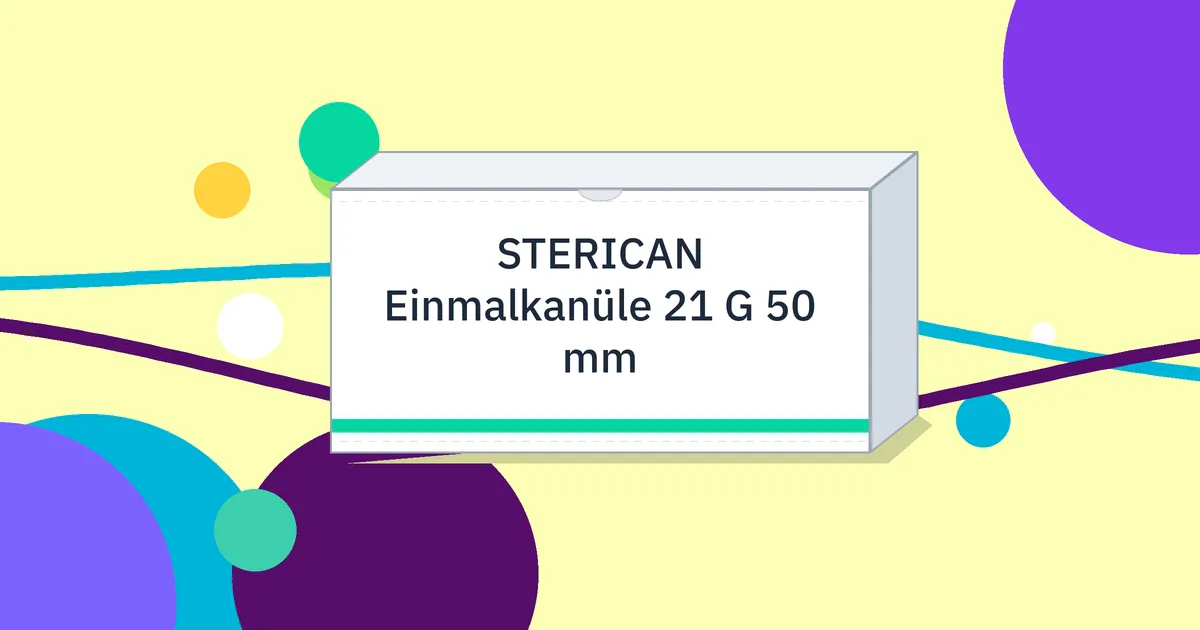 Symbolbild: Packung mit der Aufschrift STERICAN Einmalkanüle 21 G 50 mm (PZN 18746533) – Verfügbarkeit und Bezug in Apotheken in Frankfurt am Main