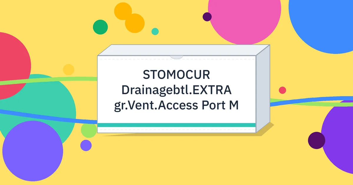 Symbolbild: Packung mit der Aufschrift STOMOCUR Drainagebtl.EXTRA gr.Vent.Access Port M (PZN 11549143) – Verfügbarkeit und Bezug in Apotheken in Frankfurt am Main