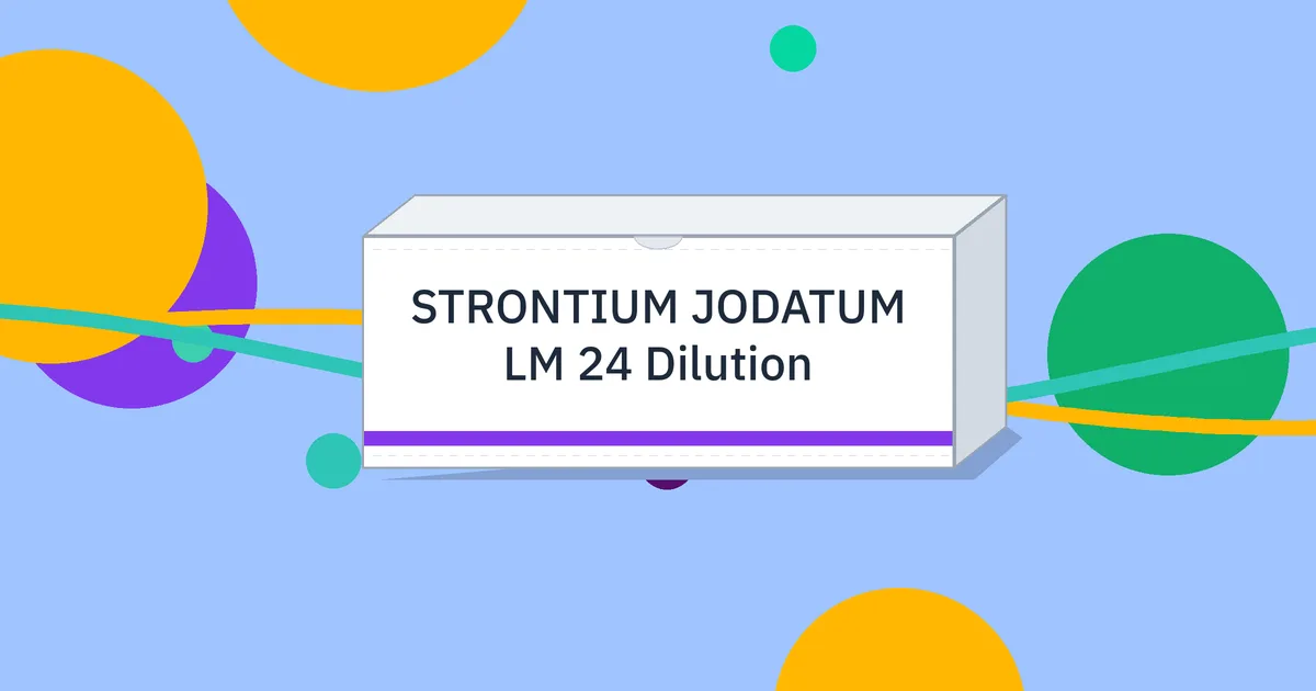 Symbolbild: Packung mit der Aufschrift STRONTIUM JODATUM LM 24 Dilution (PZN 03502653) – Verfügbarkeit und Bezug in Apotheken in Frankfurt am Main