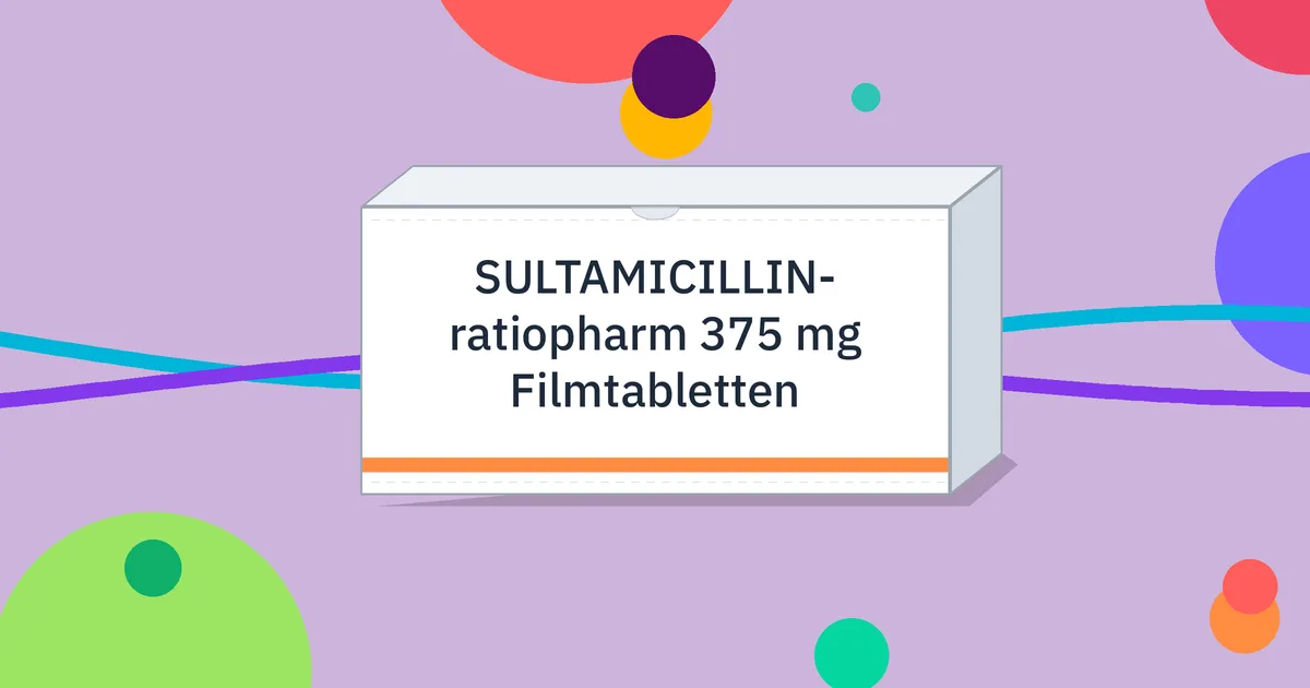 Symbolbild: Packung mit der Aufschrift SULTAMICILLIN-ratiopharm 375 mg Filmtabletten (PZN 08837298) – Verfügbarkeit und Bezug in Apotheken in Frankfurt am Main