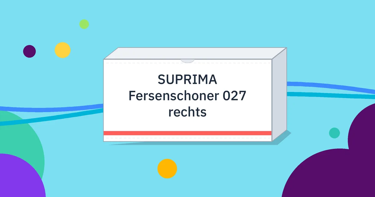 Symbolbild: Packung mit der Aufschrift SUPRIMA Fersenschoner 027 rechts (PZN 06319961) – Verfügbarkeit und Bezug in Apotheken in Frankfurt am Main