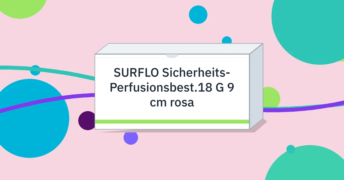 Symbolbild: Packung mit der Aufschrift SURFLO Sicherheits-Perfusionsbest.18 G 9 cm rosa (PZN 10143114) – Verfügbarkeit und Bezug in Apotheken in Frankfurt am Main