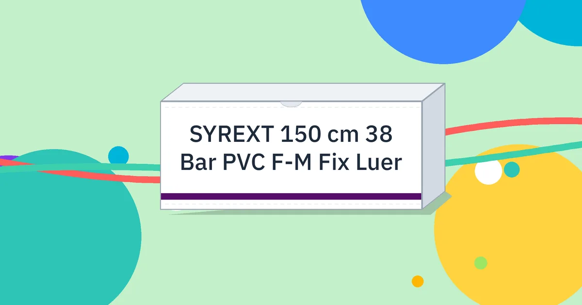 Symbolbild: Packung mit der Aufschrift SYREXT 150 cm 38 Bar PVC F-M Fix Luer (PZN 17897833) – Verfügbarkeit und Bezug in Apotheken in Frankfurt am Main