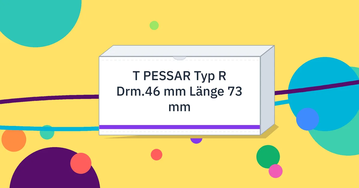 Symbolbild: Packung mit der Aufschrift T PESSAR Typ R Drm.46 mm Länge 73 mm (PZN 09336150) – Verfügbarkeit und Bezug in Apotheken in Frankfurt am Main