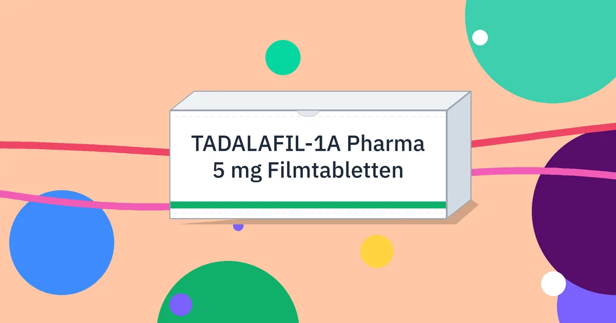 Symbolbild: Packung mit der Aufschrift TADALAFIL-1A Pharma 5 mg Filmtabletten (PZN 13167799) – Verfügbarkeit und Bezug in Apotheken in Frankfurt am Main