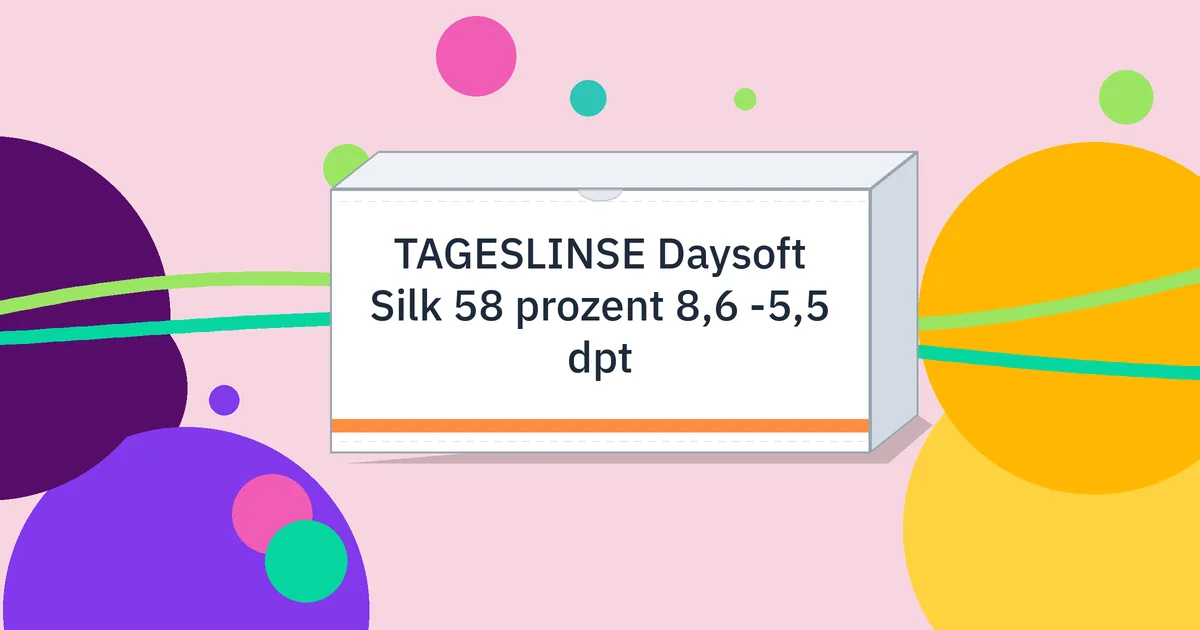 Symbolbild: Packung mit der Aufschrift TAGESLINSE Daysoft Silk 58 prozent 8,6 -5,5 dpt (PZN 00332831) – Verfügbarkeit und Bezug in Apotheken in Frankfurt am Main