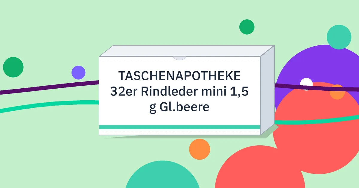 Symbolbild: Packung mit der Aufschrift TASCHENAPOTHEKE 32er Rindleder mini 1,5 g Gl.beere (PZN 13624417) – Verfügbarkeit und Bezug in Apotheken in Frankfurt am Main