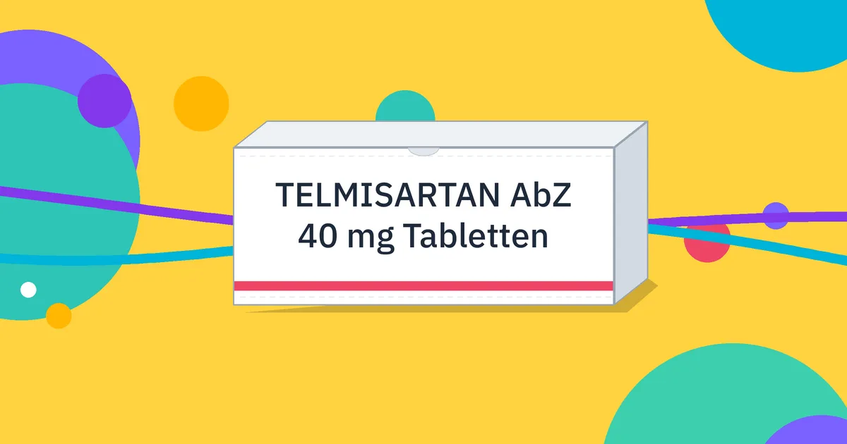 Symbolbild: Packung mit der Aufschrift TELMISARTAN AbZ 40 mg Tabletten (PZN 02179747) – Verfügbarkeit und Bezug in Apotheken in Frankfurt am Main