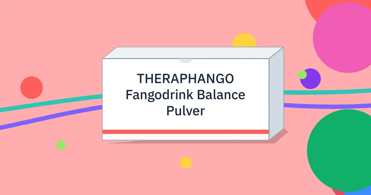 Symbolbild: Packung mit der Aufschrift THERAPHANGO Fangodrink Balance Pulver (PZN 19746328) – Verfügbarkeit und Bezug in Apotheken in Frankfurt am Main