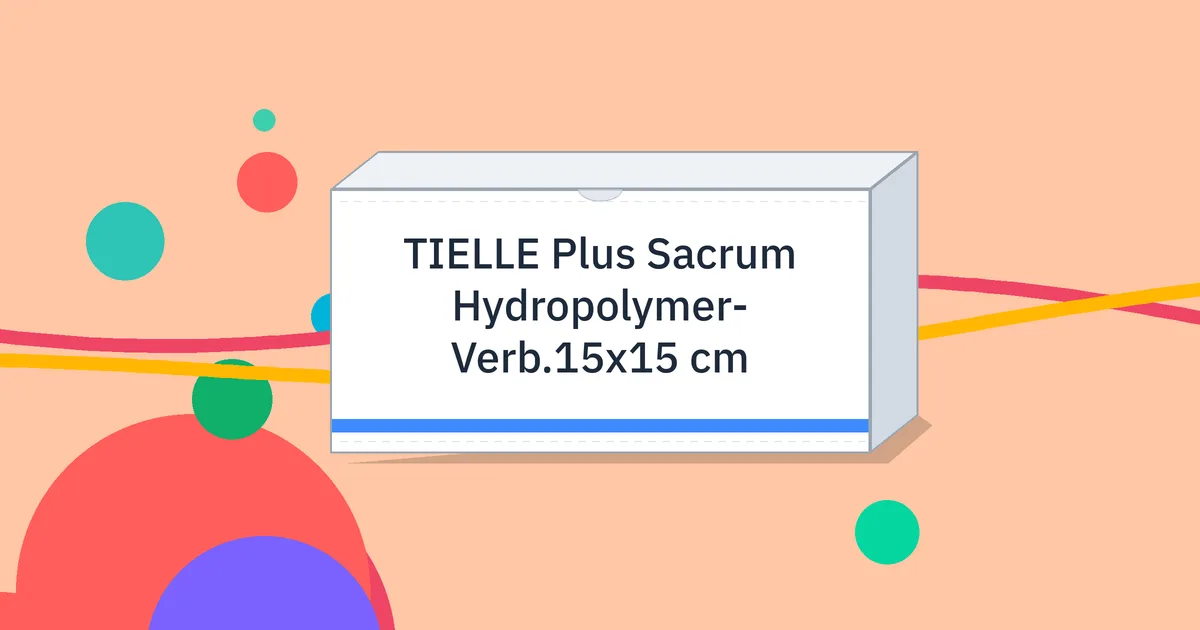 Symbolbild: Packung mit der Aufschrift TIELLE Plus Sacrum Hydropolymer-Verb.15x15 cm (PZN 11277963) – Verfügbarkeit und Bezug in Apotheken in Frankfurt am Main