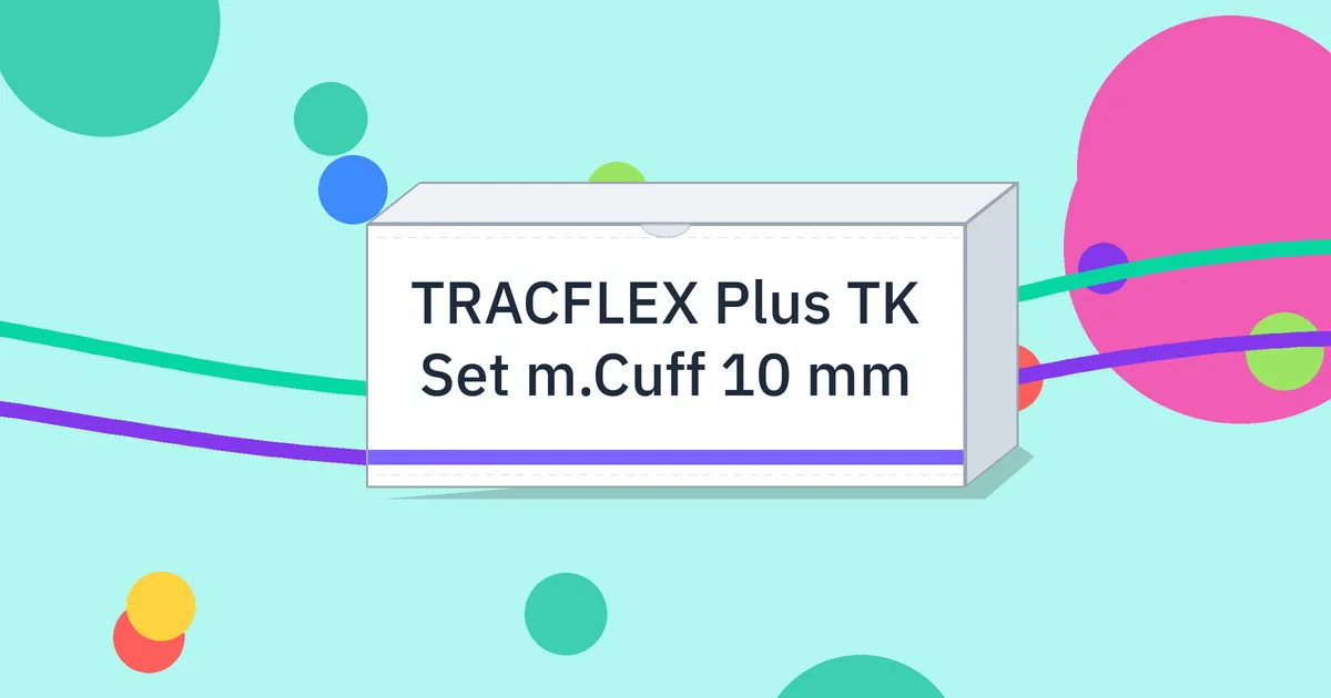 Symbolbild: Packung mit der Aufschrift TRACFLEX Plus TK Set m.Cuff 10 mm (PZN 05538595) – Verfügbarkeit und Bezug in Apotheken in Frankfurt am Main