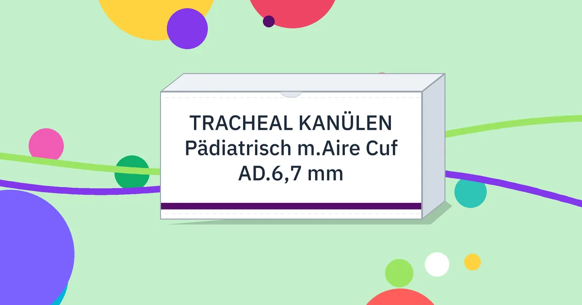 Symbolbild: Packung mit der Aufschrift TRACHEAL KANÜLEN Pädiatrisch m.Aire Cuf AD.6,7 mm (PZN 09217474) – Verfügbarkeit und Bezug in Apotheken in Frankfurt am Main