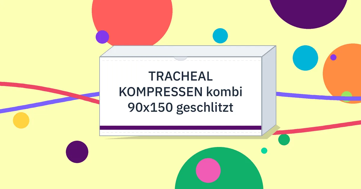 Symbolbild: Packung mit der Aufschrift TRACHEAL KOMPRESSEN kombi 90x150 geschlitzt (PZN 04217972) – Verfügbarkeit und Bezug in Apotheken in Frankfurt am Main