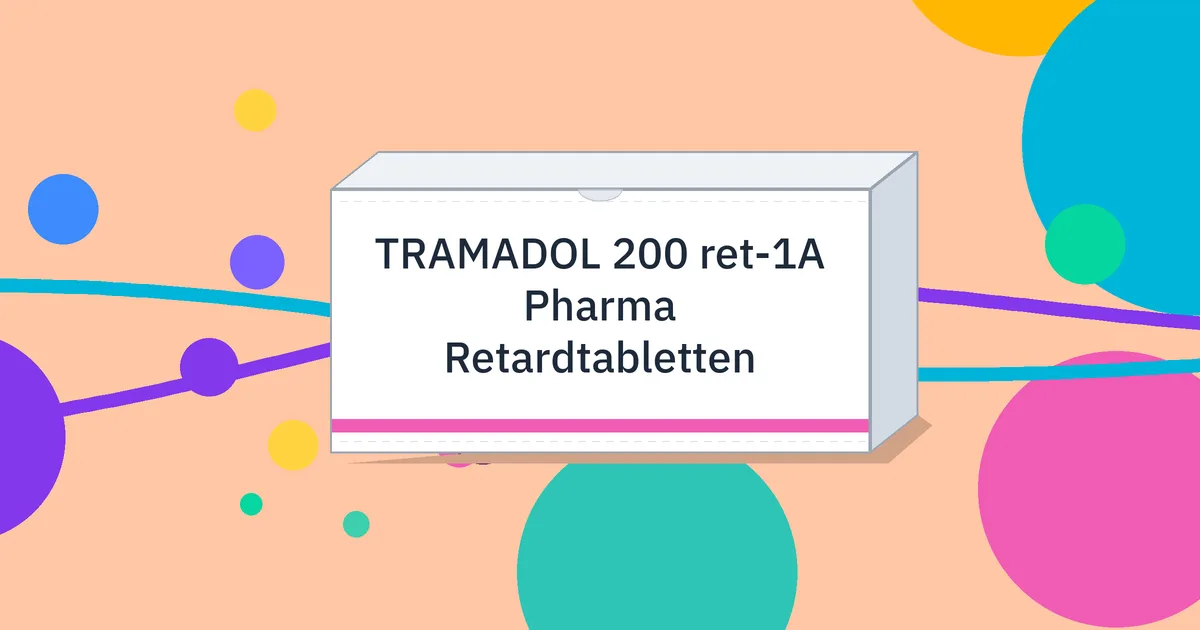 Symbolbild: Packung mit der Aufschrift TRAMADOL 200 ret-1A Pharma Retardtabletten (PZN 03480905) – Verfügbarkeit und Bezug in Apotheken in Frankfurt am Main