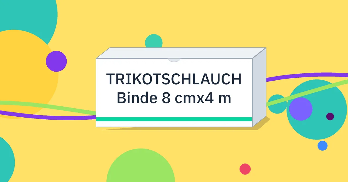 Symbolbild: Packung mit der Aufschrift TRIKOTSCHLAUCH Binde 8 cmx4 m (PZN 01410881) – Verfügbarkeit und Bezug in Apotheken in Frankfurt am Main