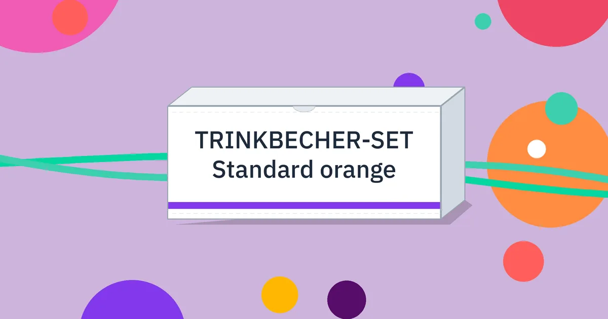 Symbolbild: Packung mit der Aufschrift TRINKBECHER-SET Standard orange (PZN 00746604) – Verfügbarkeit und Bezug in Apotheken in Frankfurt am Main
