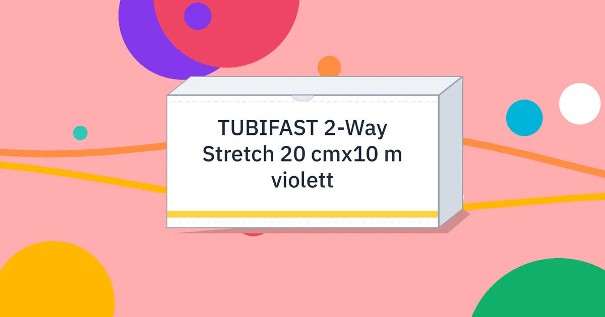 Symbolbild: Packung mit der Aufschrift TUBIFAST 2-Way Stretch 20 cmx10 m violett (PZN 07089285) – Verfügbarkeit und Bezug in Apotheken in Frankfurt am Main