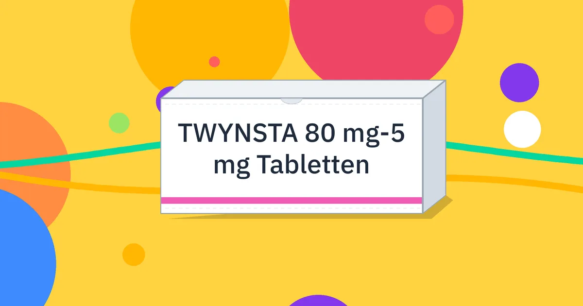 Symbolbild: Packung mit der Aufschrift TWYNSTA 80 mg-5 mg Tabletten (PZN 14001279) – Verfügbarkeit und Bezug in Apotheken in Frankfurt am Main