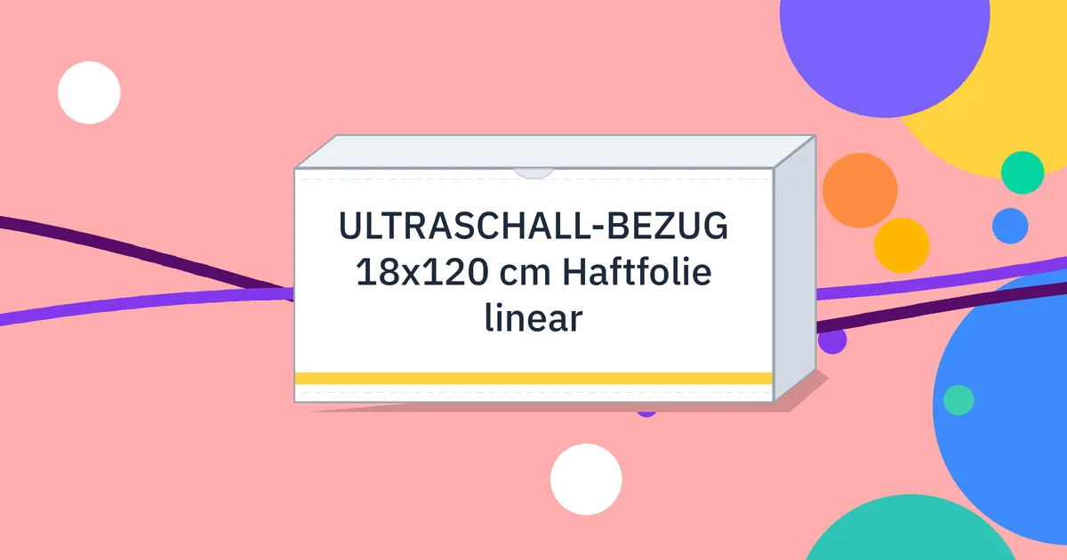 Symbolbild: Packung mit der Aufschrift ULTRASCHALL-BEZUG 18x120 cm Haftfolie linear (PZN 07599135) – Verfügbarkeit und Bezug in Apotheken in Frankfurt am Main